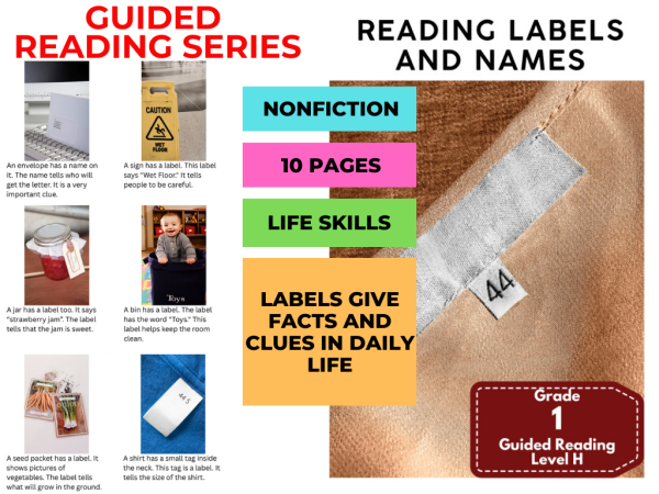 Guided Reading Level H - Reading Labels and Names | Made By Teachers