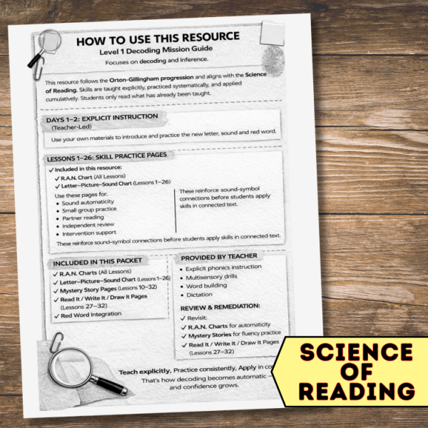 Decodable Reading Passages for Orton Gillingham, High Interest Level 1 ...