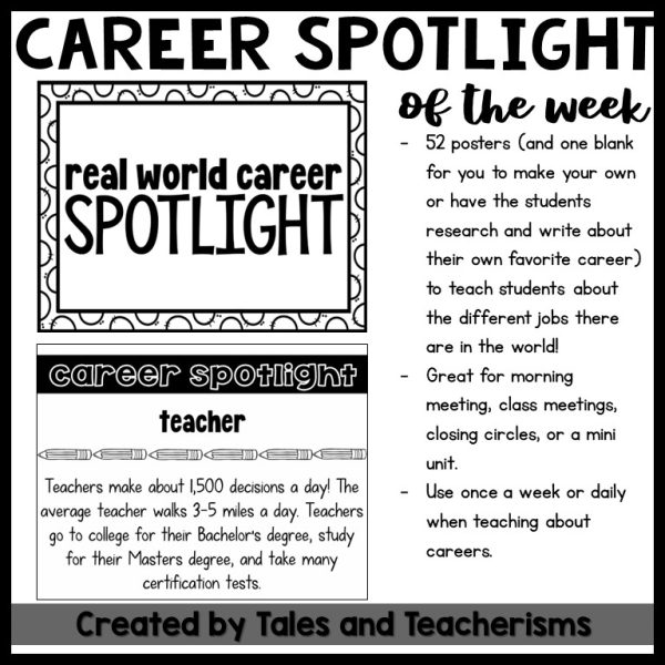 Career Spotlight: Job of the Week Informational Posters for Morning ...