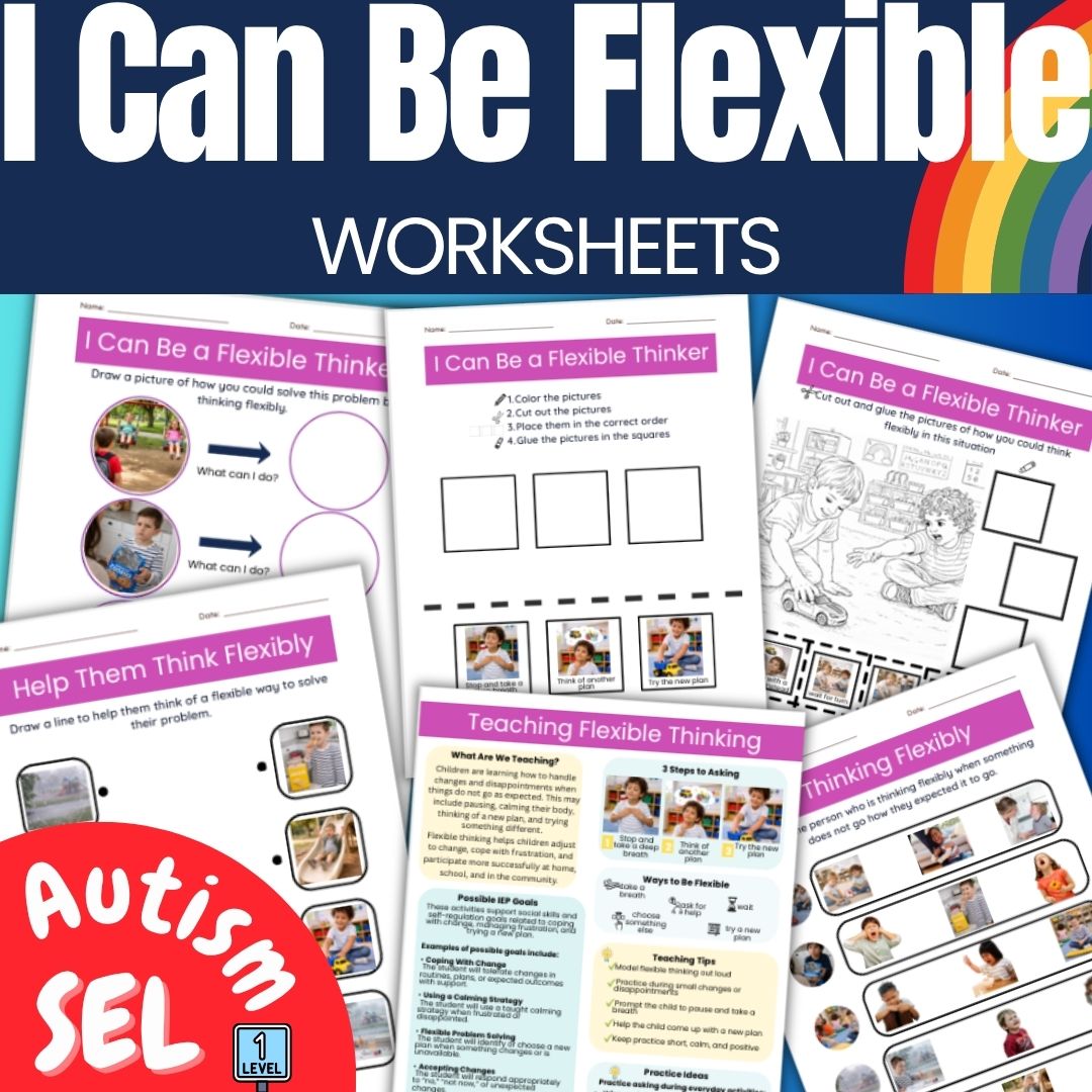 Flexible Thinking Worksheet Printables Autism Social Skills Coping with ...
