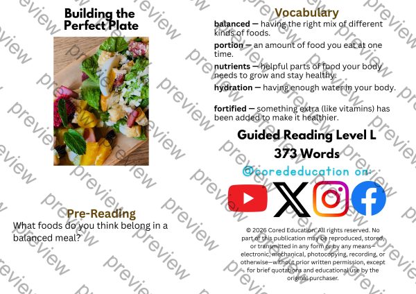 Guided Reading Level L - Building the Perfect Plate (with Lesson Plan ...