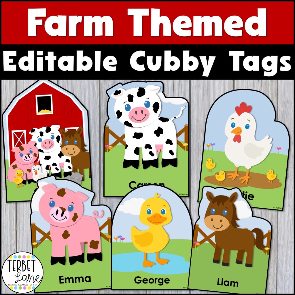 Editable Farm Theme Classroom Decor Cubby Name Tags | Locker Labels ...