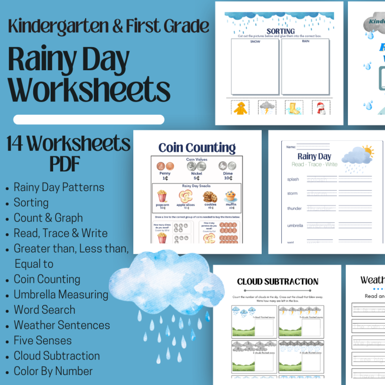 Kindergarten & First Grade Rainy Day Workbook | Made By Teachers