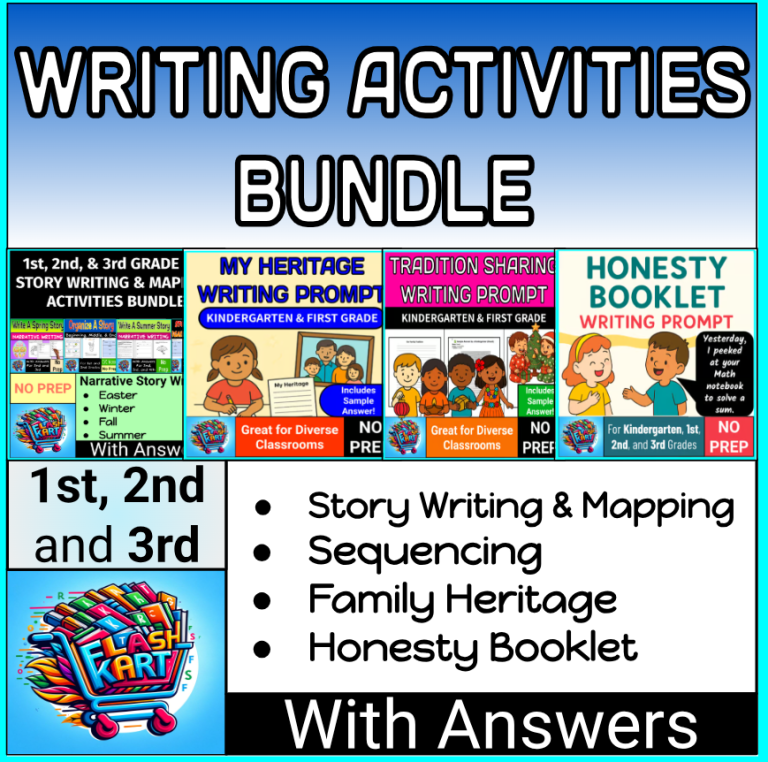 Writing Activities Bundle for Grades Kindergarten, 1st, 2nd, and 3rd ...