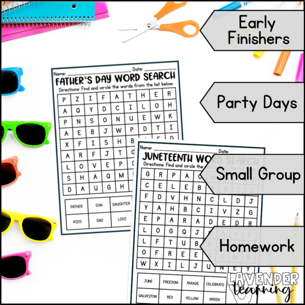Summer Word Search with Answer Kindergarten 2nd Grade Juneteenth Picnic ...