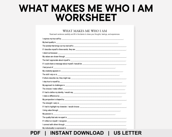 What Makes Me Who I Am Worksheet, All About Me, Get to Know Me, Growth ...
