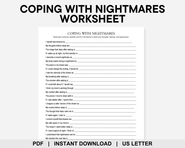 Coping With Nightmares Worksheet, Imagery Rehearsal Therapy, Sleep ...