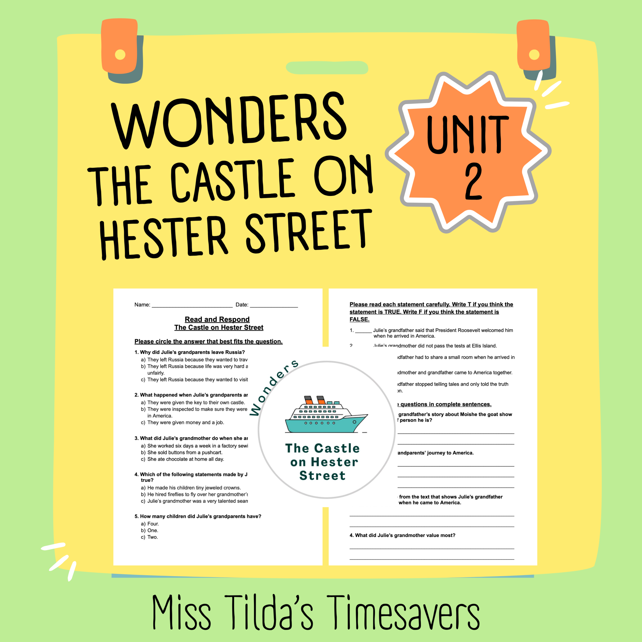 The Castle on Hester Street - Grade 3 Wonders | Made By Teachers