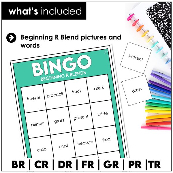 Beginning R Blends Phonics Bingo Game: Blending BR | CR | DR | FR | GR ...
