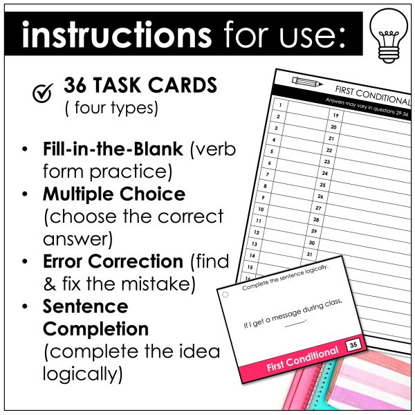 First Conditional Task Cards | If Clauses Grammar Activities | ESL B1 ...