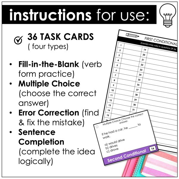 Second Conditional Task Cards | If Clauses Grammar Activities | ESL B1 ...