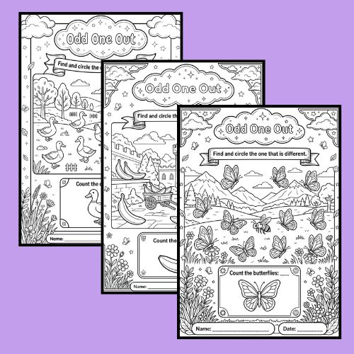 Odd One Out Printable Worksheets Grade 1 Grade 2 Visual Thinking Logic ...