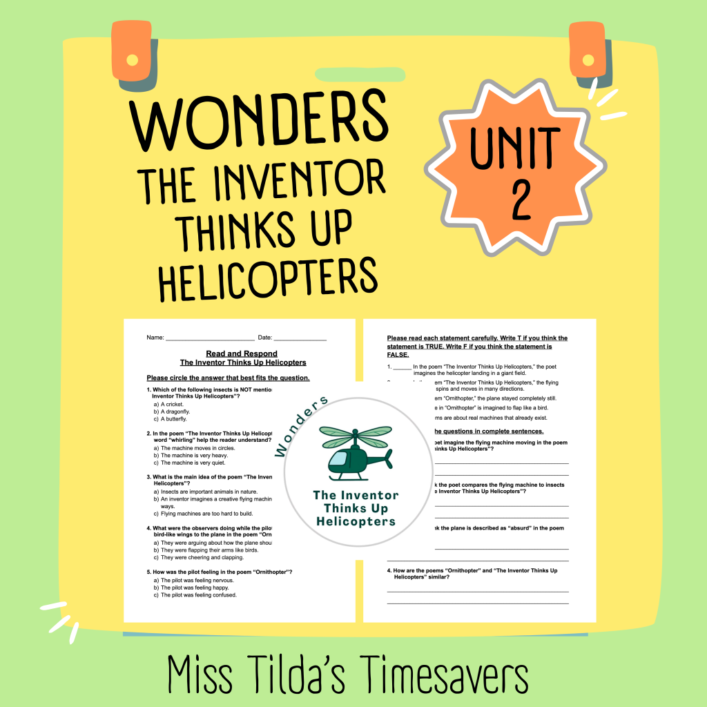 The Inventor Thinks Up Helicopters - Grade 3 Wonders | Made By Teachers