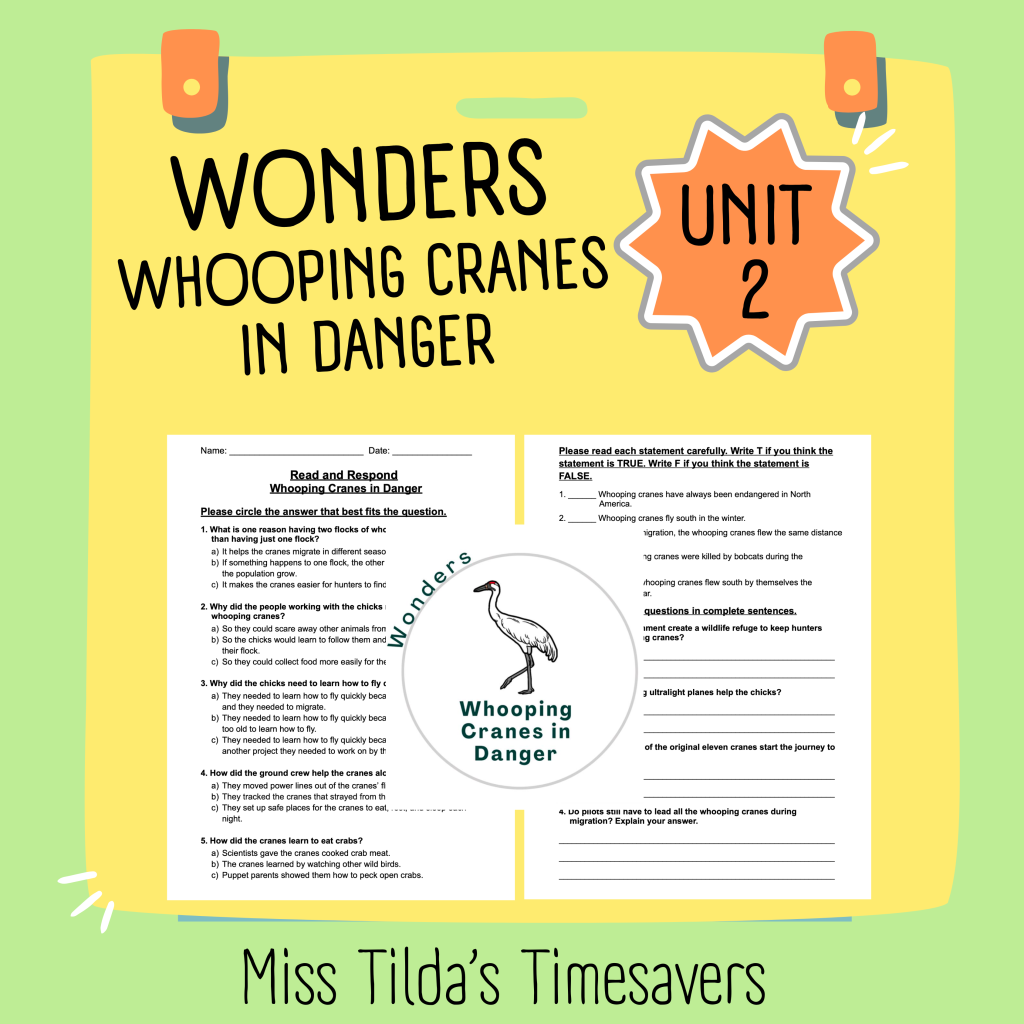 Whooping Cranes in Danger - Grade 3 Wonders | Made By Teachers