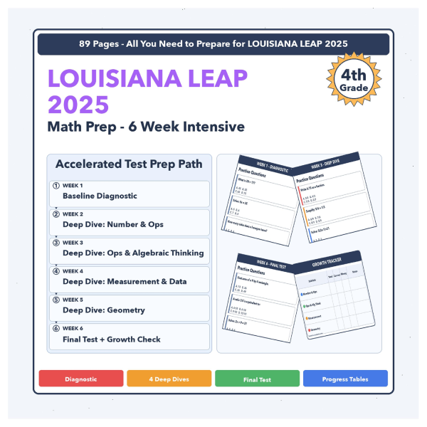 [Grade 4] Louisiana LEAP 2025 Math | 6-Week Test Prep | Scaled Score ...