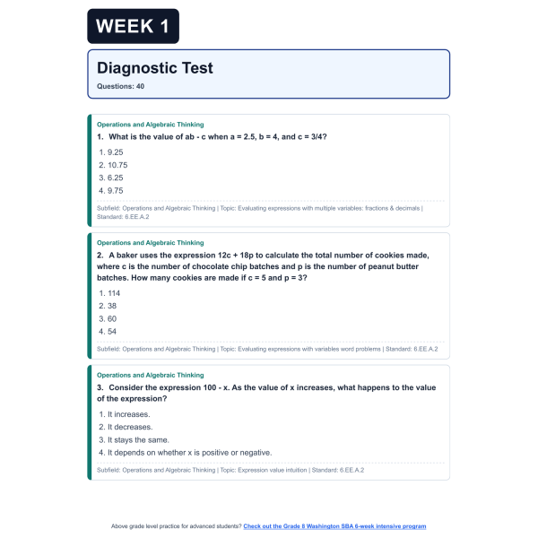 [Grade 7] Washington SBA Math | 6-Week Test Prep | Scale Score 2484 ...