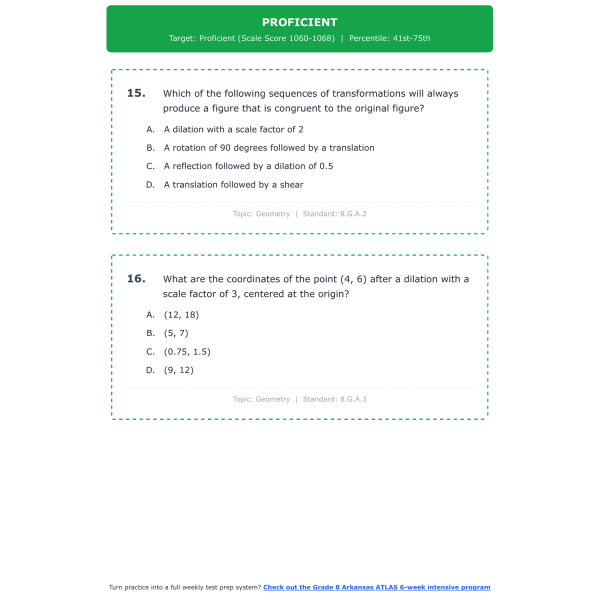 [Grade 8] Arkansas ATLAS Math Test Simulation | All 4 Levels (1003-1120 ...