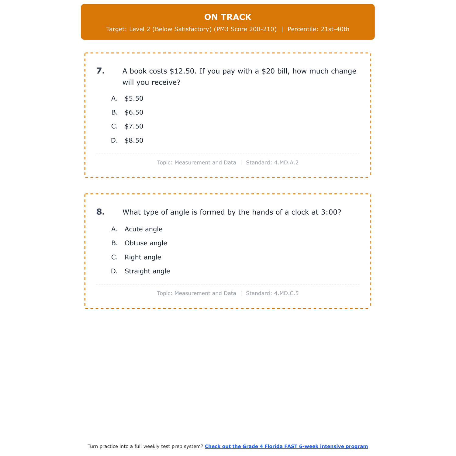 [Grade 4] Florida FAST Math Test Simulation | All 4 Levels (PM3 Score ...