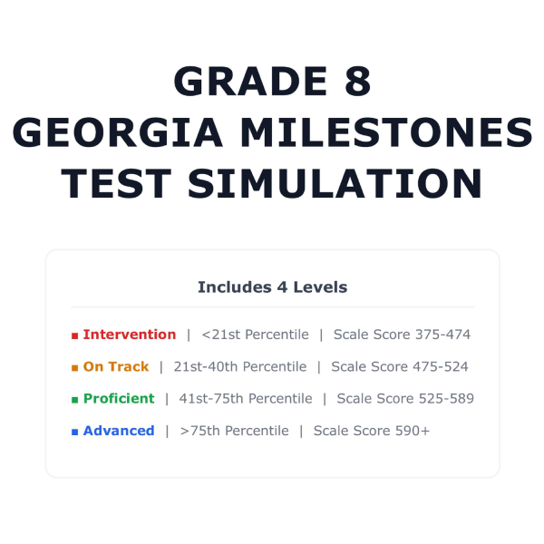 [Grade 8] Georgia Milestones Math Test Simulation | All 4 Levels (375 ...