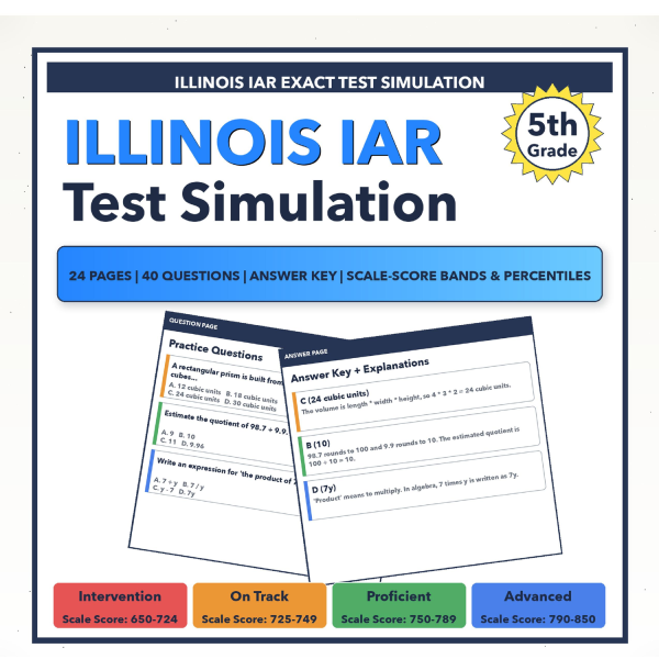 [Grade 5] Illinois IAR Math Test Simulation | All 4 Levels (Scale Score ...