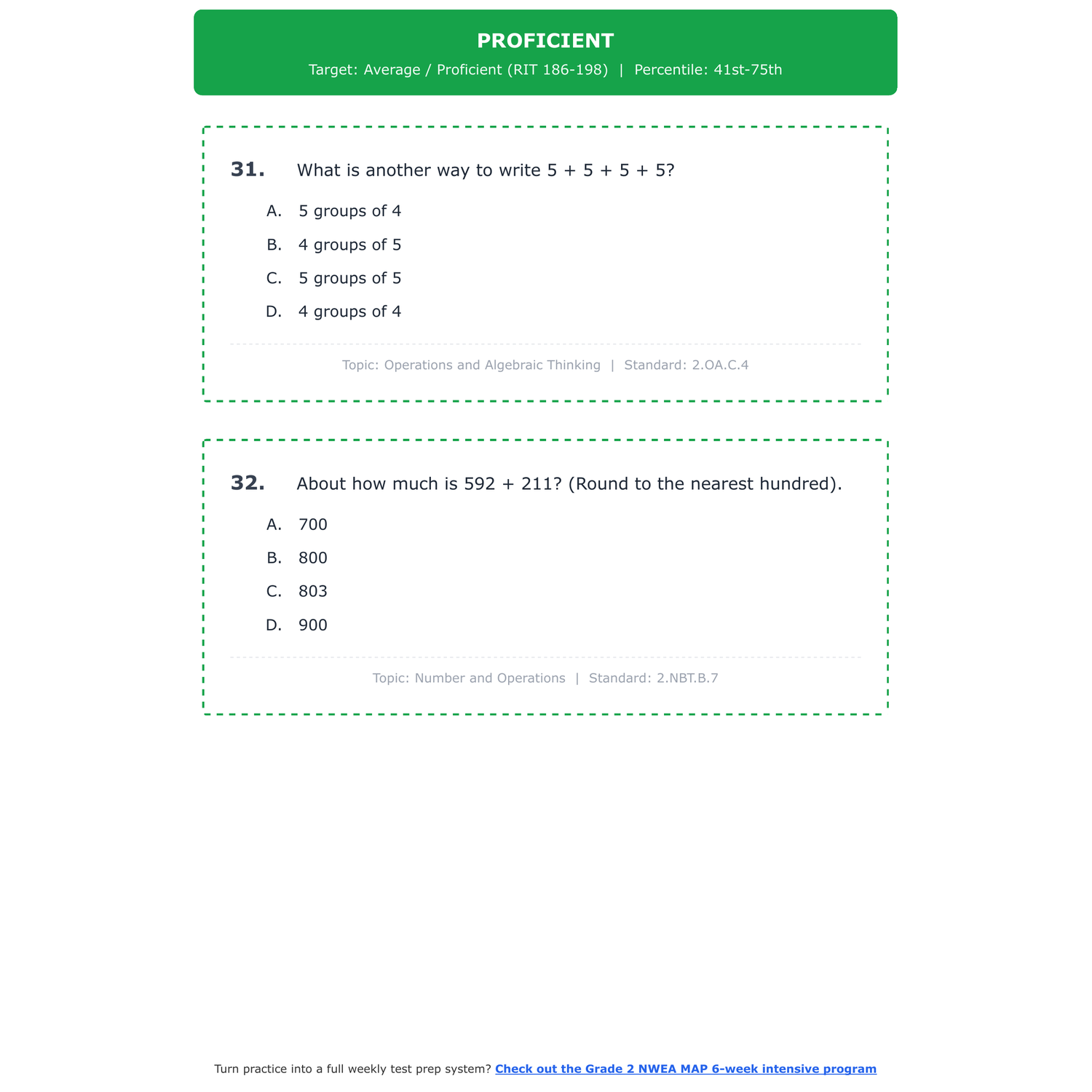 [Grade 2] NWEA MAP Math Test Simulation | All 4 Levels (RIT 179-221 ...