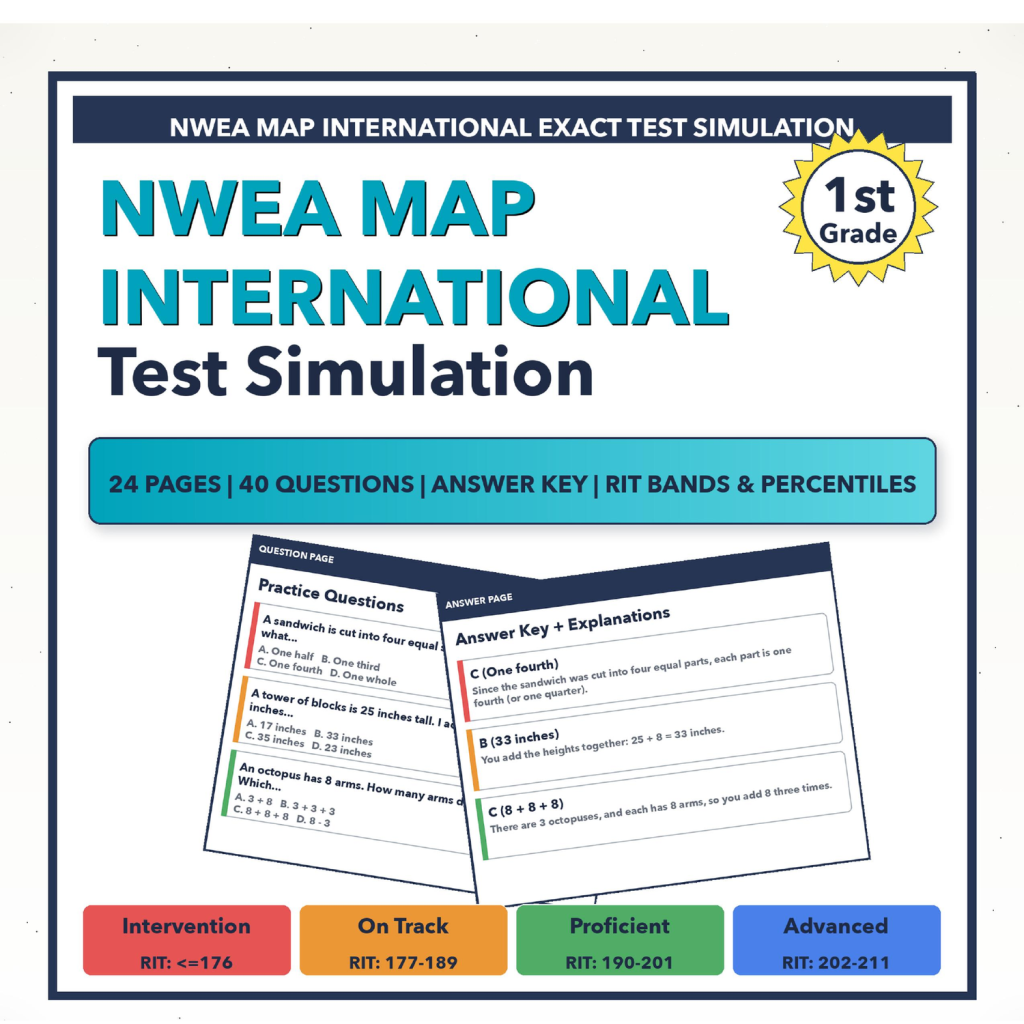 [Grade 1] NWEA MAP International Math Test | All 4 Levels (RIT 176-211 ...