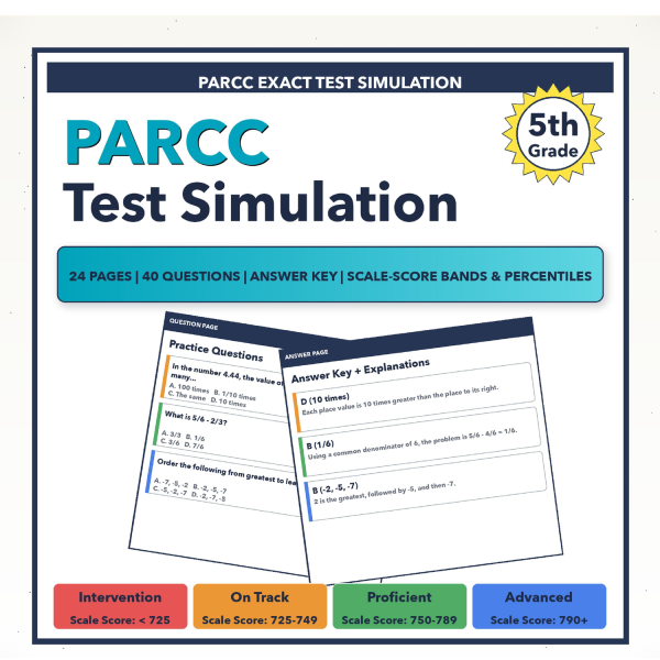 [Grade 5] PARCC Math Test Simulation | All 4 Levels (Scale Score 725 ...