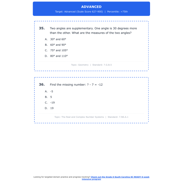 [Grade 6] South Carolina SC READY Math Test Simulation | All 4 Levels ...