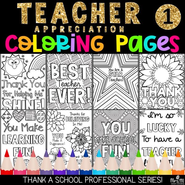 Teacher Appreciation Coloring Pages | Set 1 | Thank You Teacher ...