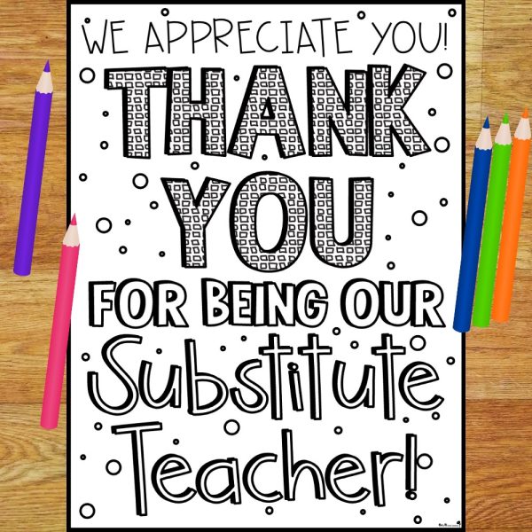Substitute Teacher Appreciation Coloring Pages | 12 Pages | Thank You ...