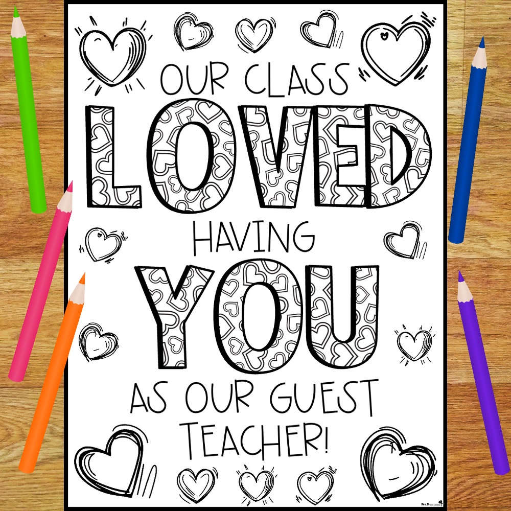 Substitute Teacher Appreciation Coloring Pages | 12 Pages | Thank You ...