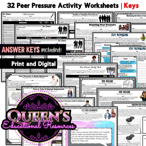 Peer Pressure Activity Worksheets | Social Pressures Activities - Made ...