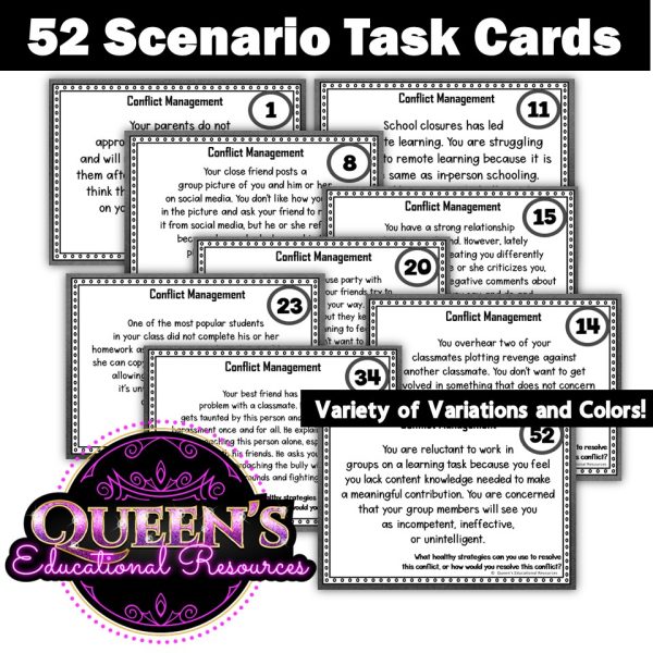 Conflict Resolution Situation Cards | Conflict Resolution Worksheets ...