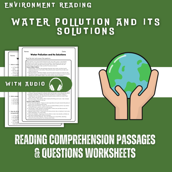 Water Pollution and Its Solutions Reading Comprehension Worksheet with ...