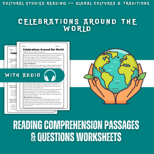 Celebrations Around the World Reading Comprehension Worksheet with ...