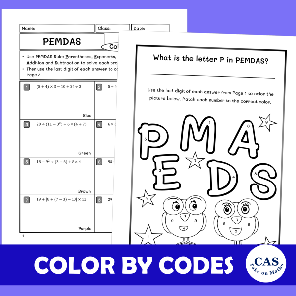 Order of Operations PEMDAS Coloring Pages for Middle School | Fun Color ...
