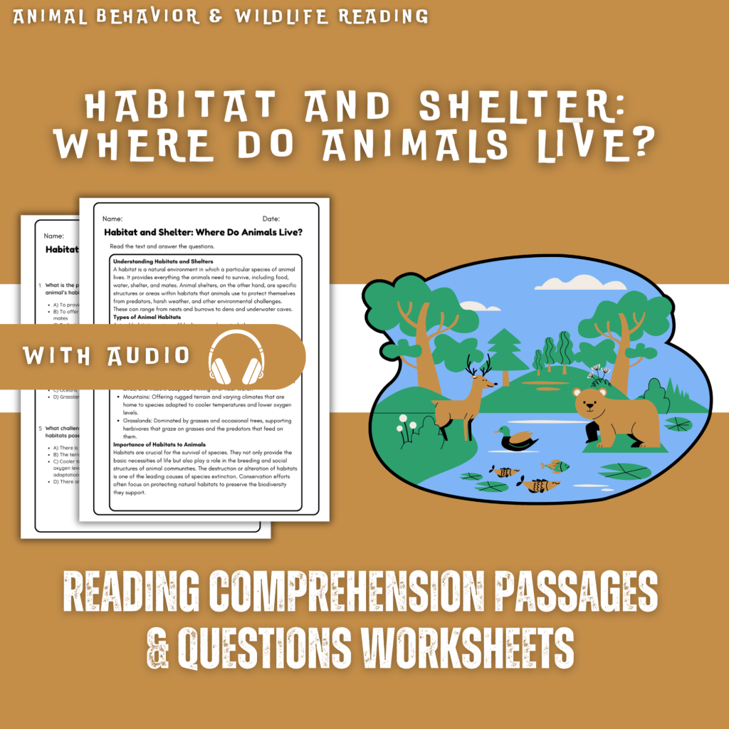 Habitat and Shelter: Where Do Animals Live? Reading Comprehension ...