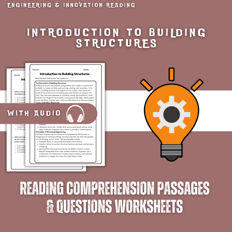 Introduction to Building Structures Reading Comprehension Worksheet ...