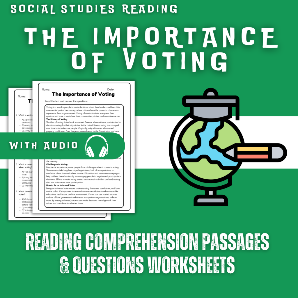 The Importance of Voting Reading Comprehension Worksheet with Questions ...