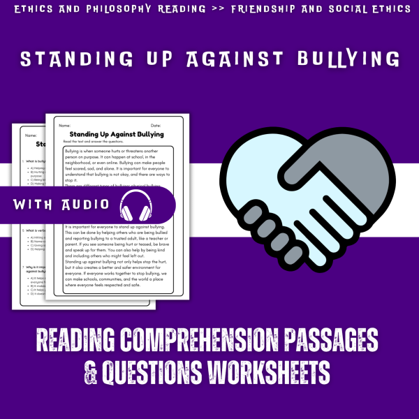 Standing Up Against Bullying Reading Comprehension Worksheet with ...