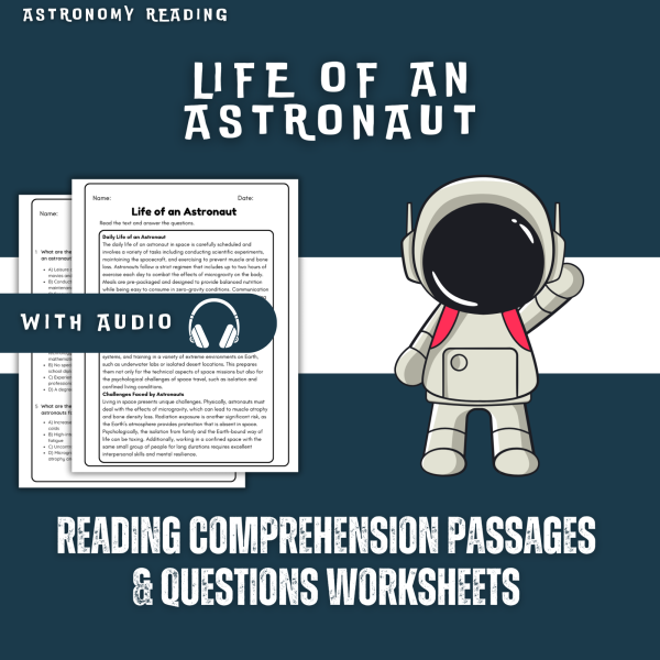 Life of an Astronaut Reading Comprehension Worksheet with Questions and ...