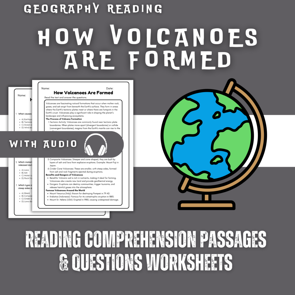 How Volcanoes Are Formed Reading Comprehension Worksheet with Questions ...